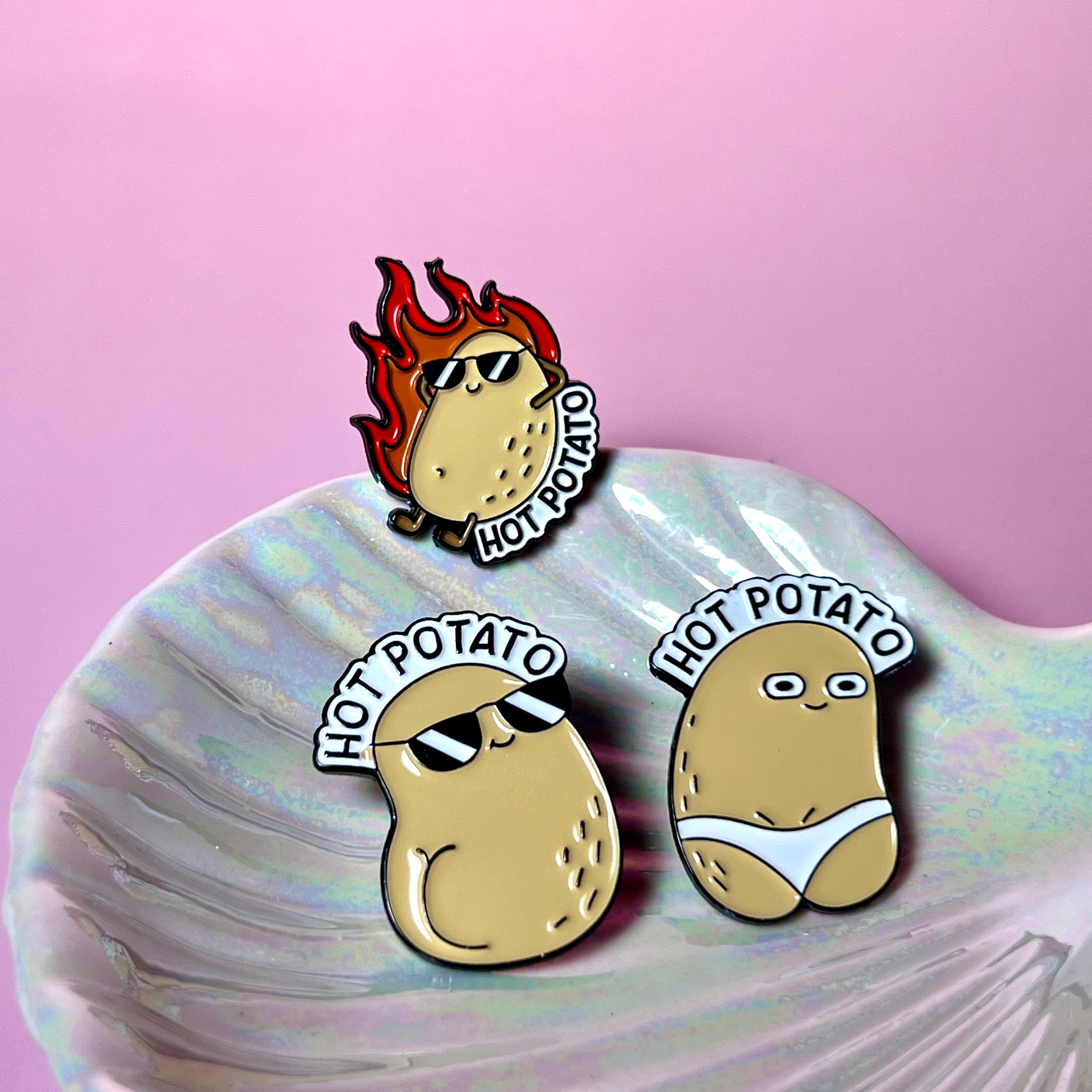 Funny Potatoes Enamel Pin Hot Fire Underwear Butt Cigarettes Sunglasses ...