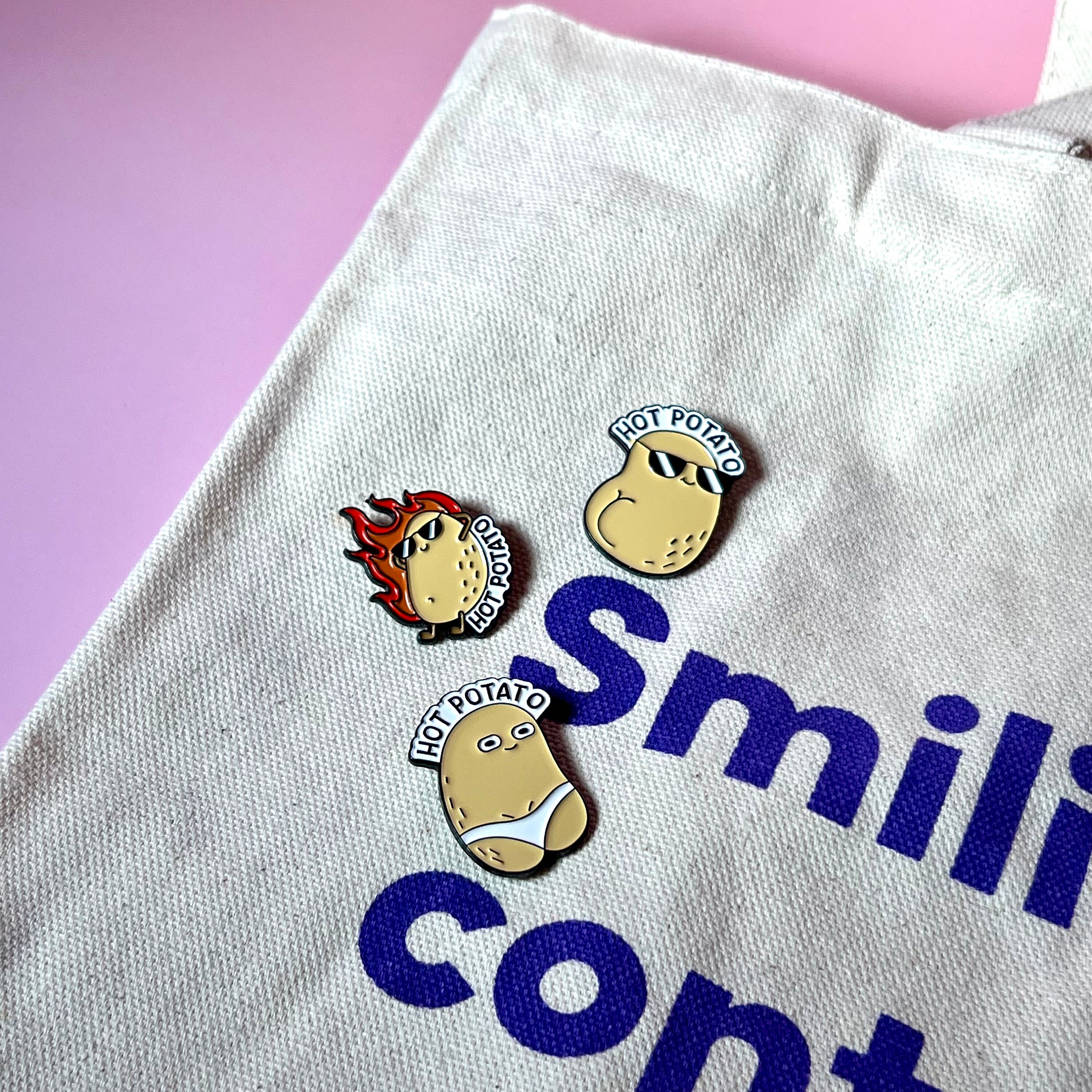 Funny Potatoes Enamel Pin Hot Fire Underwear Butt Cigarettes Sunglasses ...