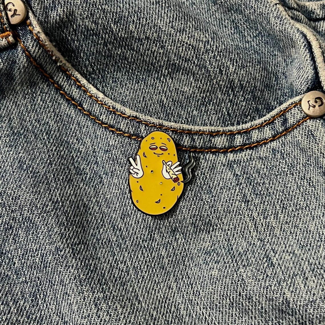 Funny Potatoes Enamel Pin Hot Fire Underwear Butt Cigarettes Sunglasses ...