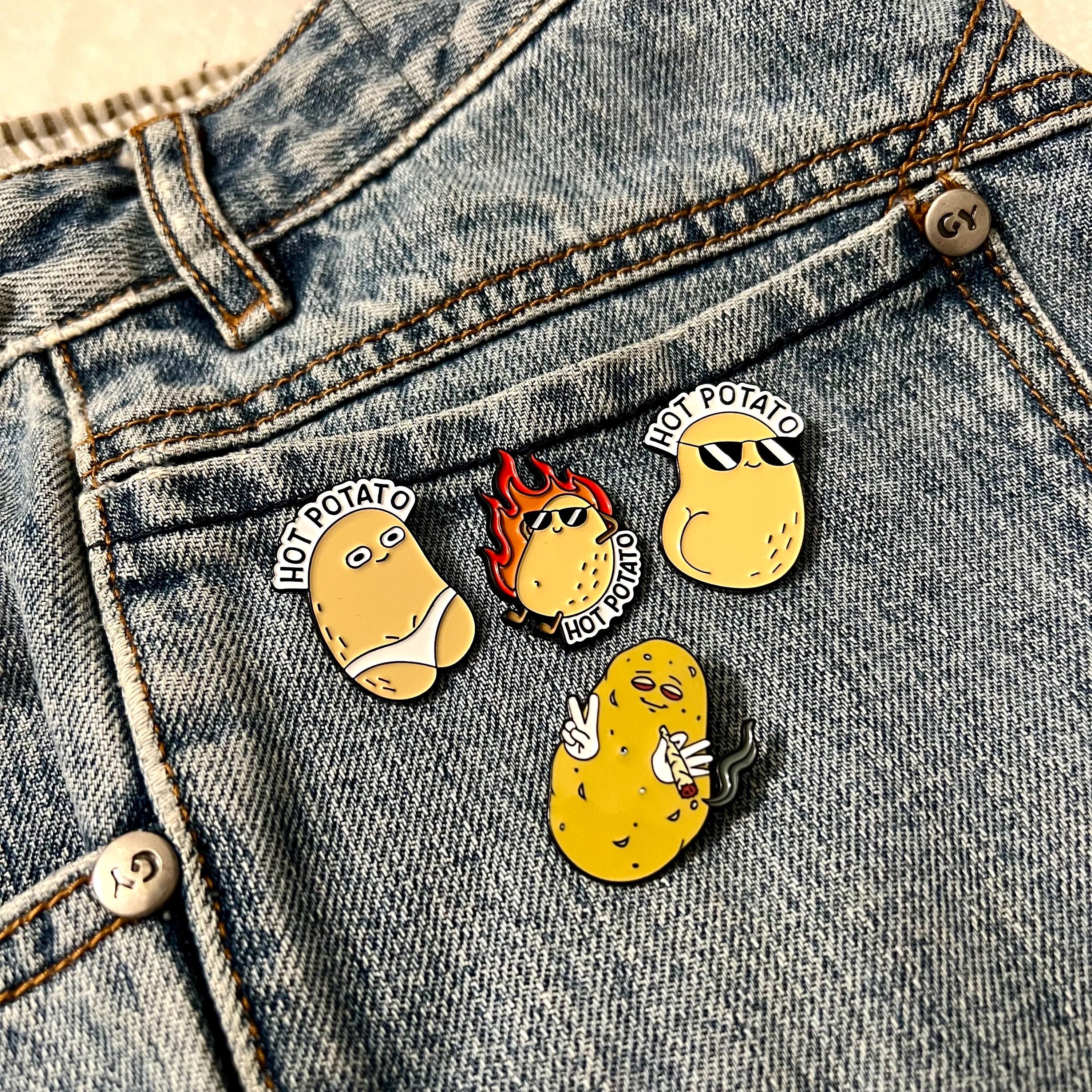 Funny Potatoes Enamel Pin Hot Fire Underwear Butt Cigarettes Sunglasses ...