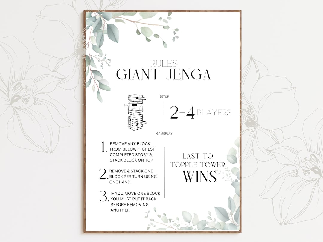 Giant Jenga Rules Jenga Rules Lawn Games Reception Games - Etsy