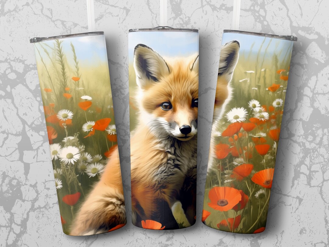 Fox in Flower Field Digital Print, Vibrant Wildlife Illustration ...