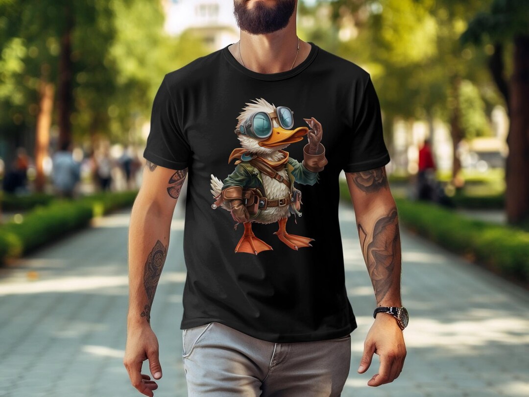 Aviator Duck T-shirt, Cute Pilot Duck Tee, Cartoon Animal Shirt, Fun Kid's Flight Apparel ...