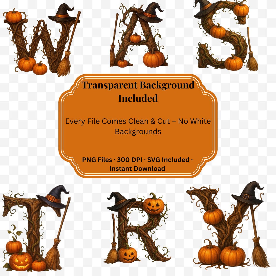 Halloween Pumpkin Witch Alphabet Letters | Spooky Fall PNG & SVG Set ...