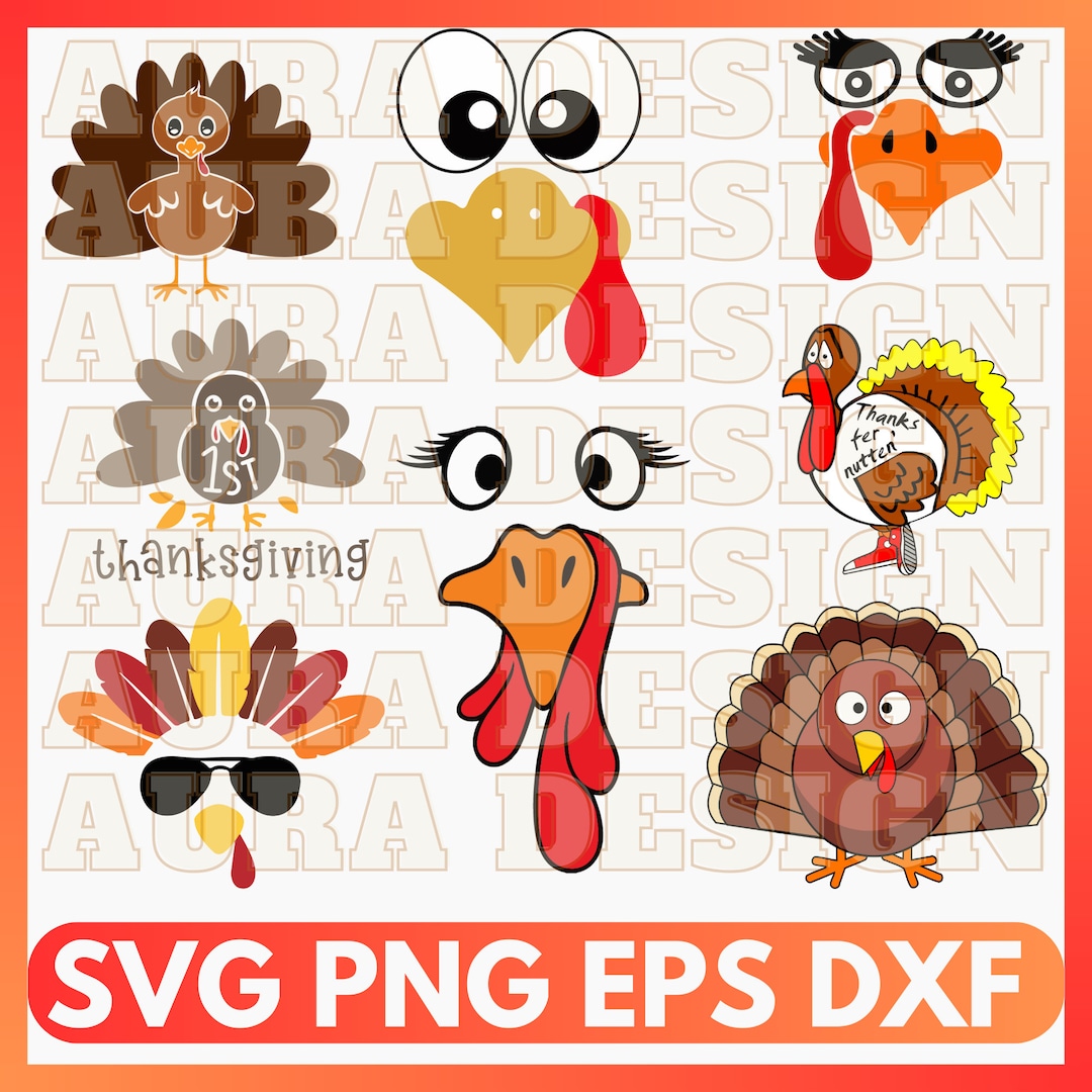 Cute Thanksgiving Turkey Face SVG Turkey Face Svg Turkey - Etsy