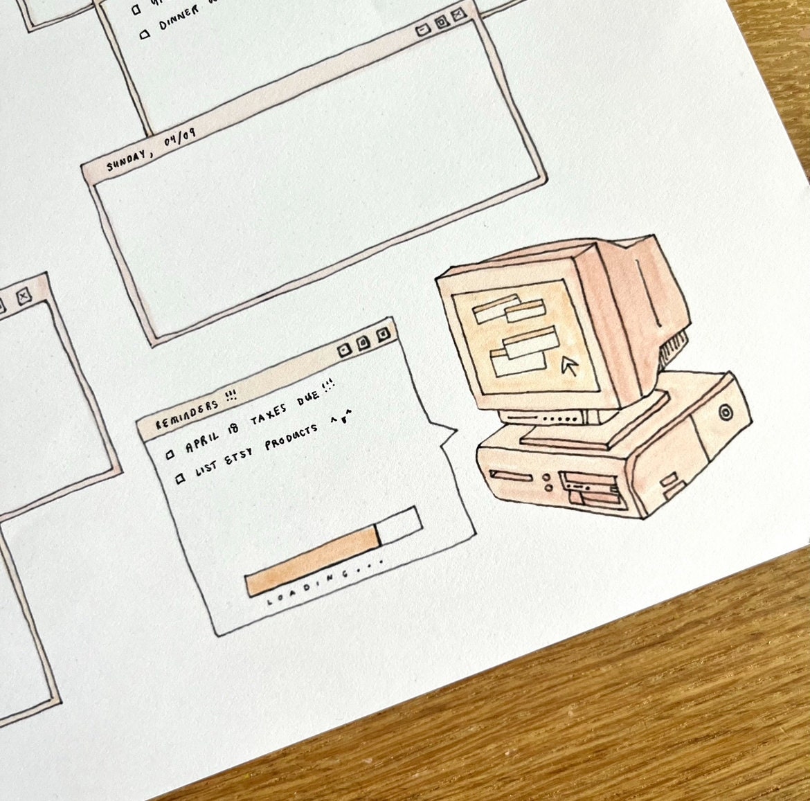 1990s Computer Theme Weekly Printable, Kawaii Weekly Printable, Cute ...
