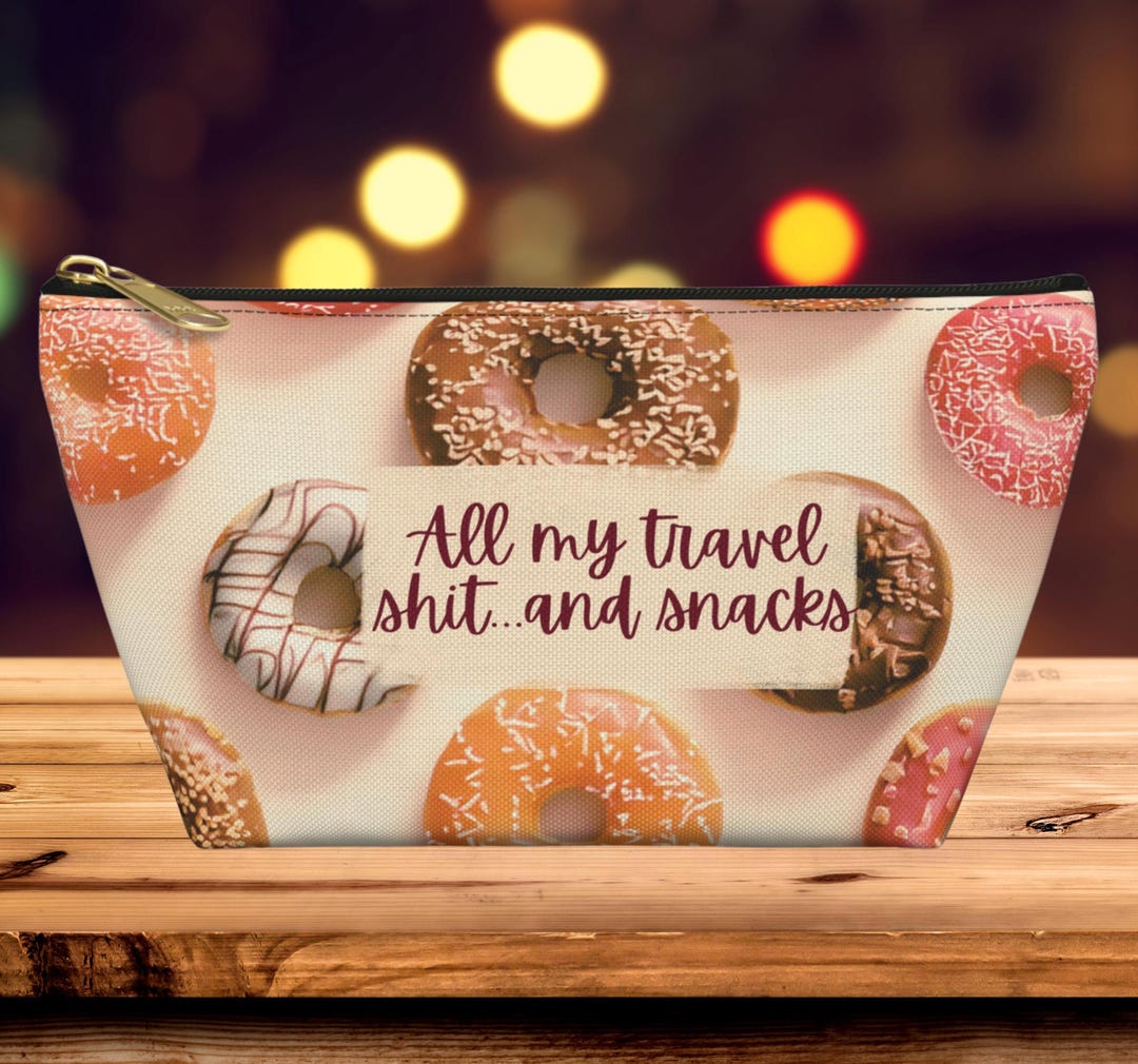 Donut Travel Pouch Funny Snack Holder for Foodies, Cute Zipper Bag for ...