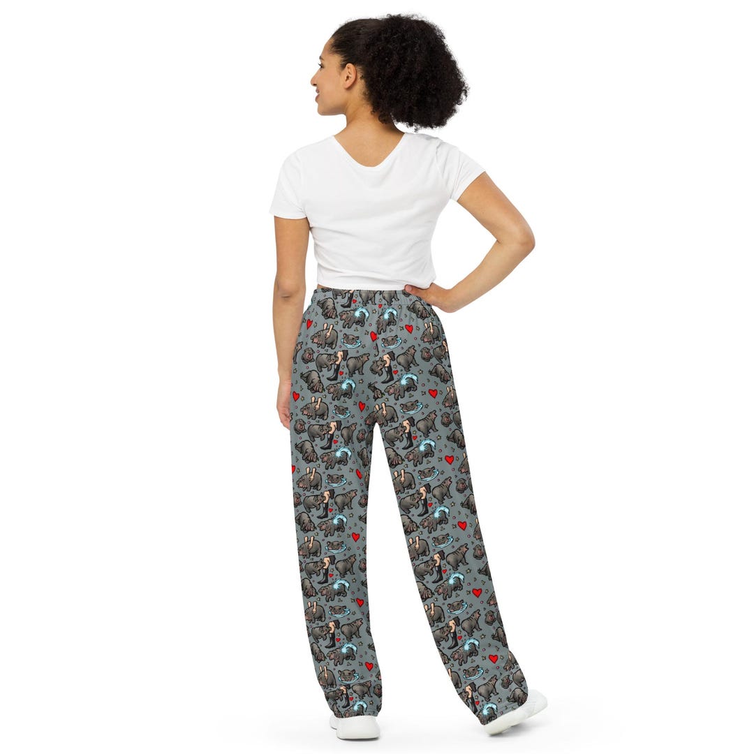 Slippery When Wet Moo Deng Hippo Pajama Pants - Etsy