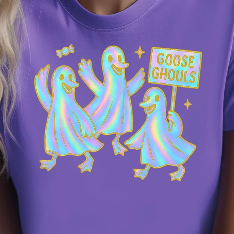 Halloween Iridescent Geese Ghosts Holding a Sign Which Reads Ghost ...