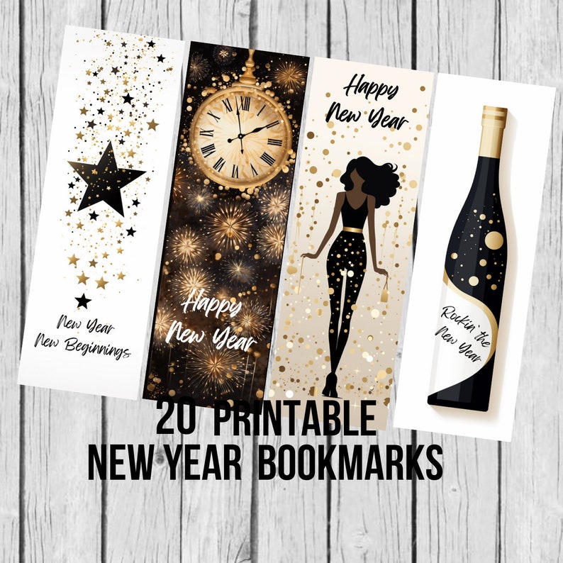 20 Printable New Year Bookmarks Instant Download Happy New Year - Etsy ...