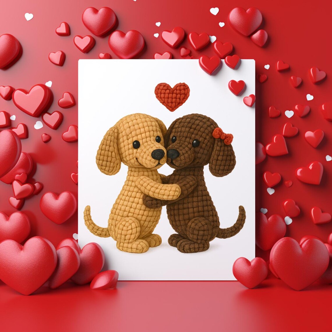 Faux Crochet Png Valentines Day Dogs Png Sublimation Design Instant ...