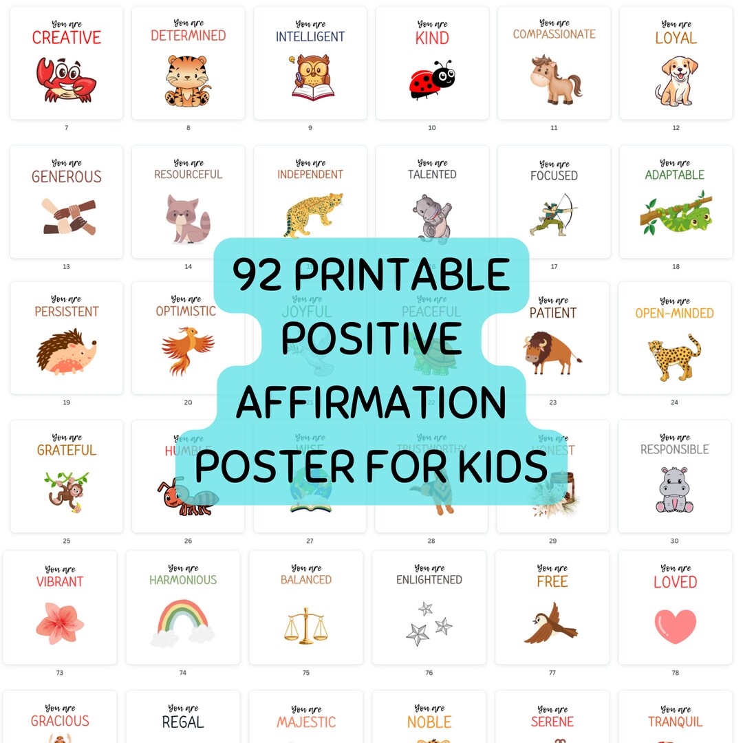 92 Printable Positive Affirmation Poster for Kids - Etsy
