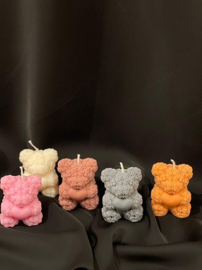 Handmade Soy Wax Teddy Bear Candle, Heart Decor - Etsy