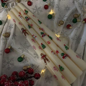 Handmade Set 4 Christmas Taper Candles & Taper Candles , Christmas Gift ...