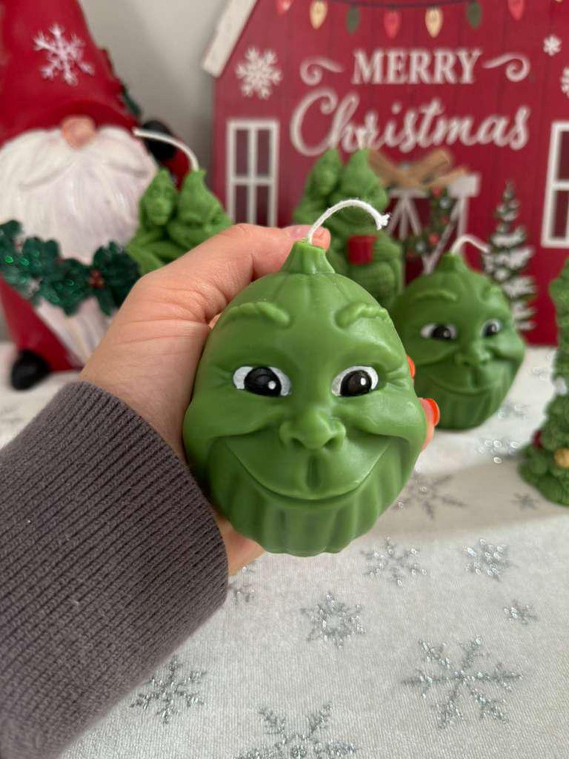 Grinch Candles, Christmas Decor, Holiday Candles - Etsy