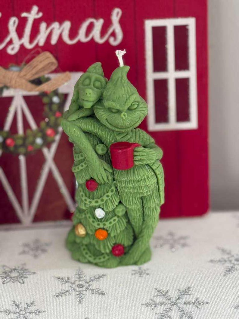 Grinch Candles, Christmas Decor, Holiday Candles - Etsy