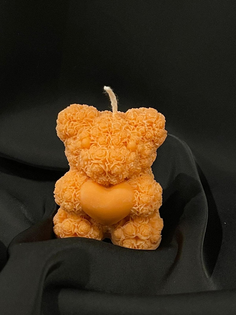 Handmade Soy Wax Teddy Bear Candle, Heart Decor - Etsy