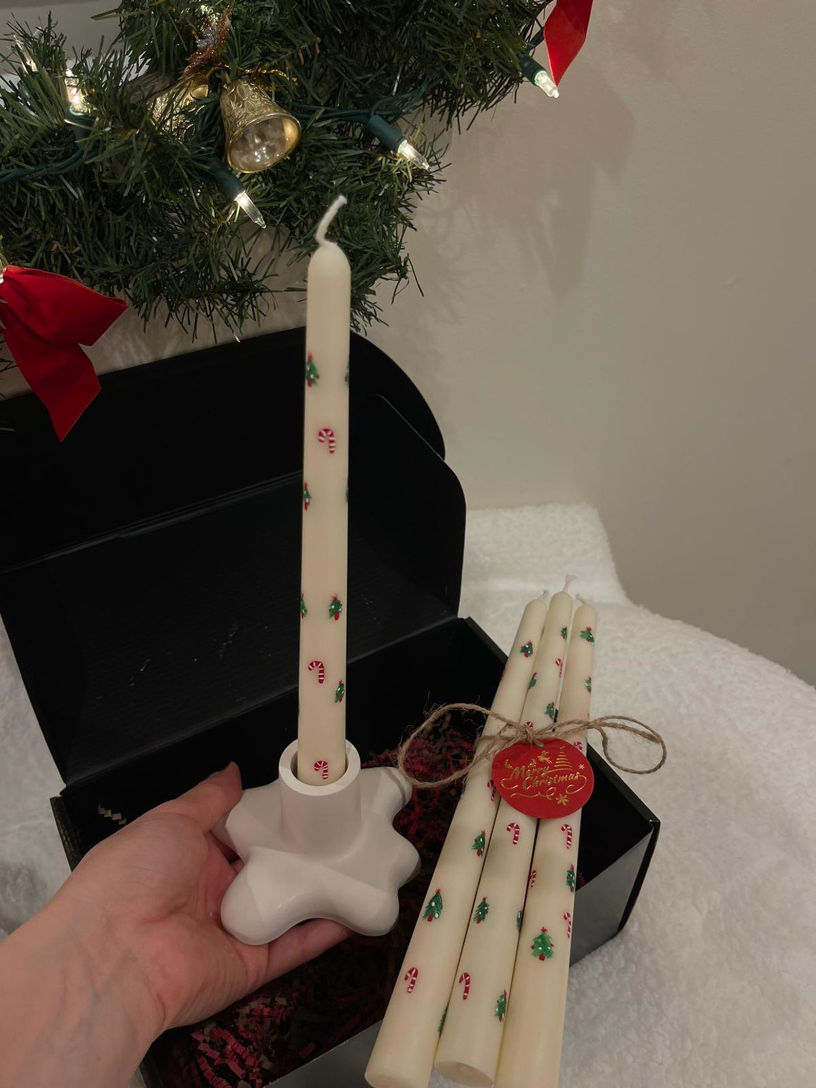 Handmade Set 4 Christmas Taper Candles & Taper Candles , Christmas Gift ...
