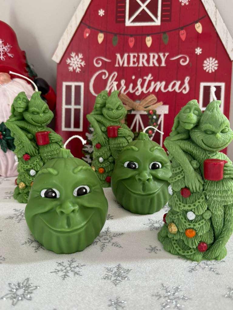 Grinch Candles, Christmas Decor, Holiday Candles - Etsy