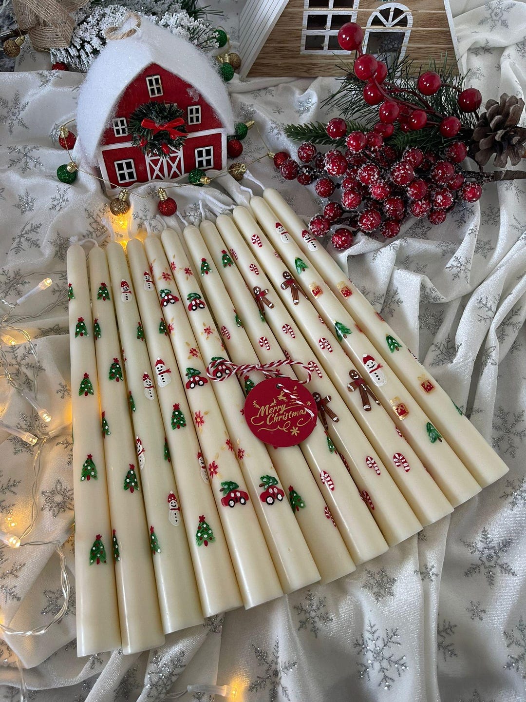 Handmade Christmas Taper Candles, Taper Candles, Christmas Gift ...