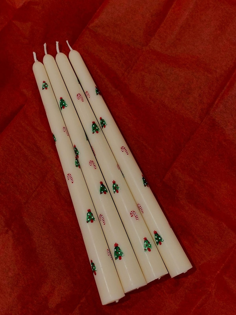 Set of 5 Christmas Taper Candles Christmas Candle Sticks - Etsy