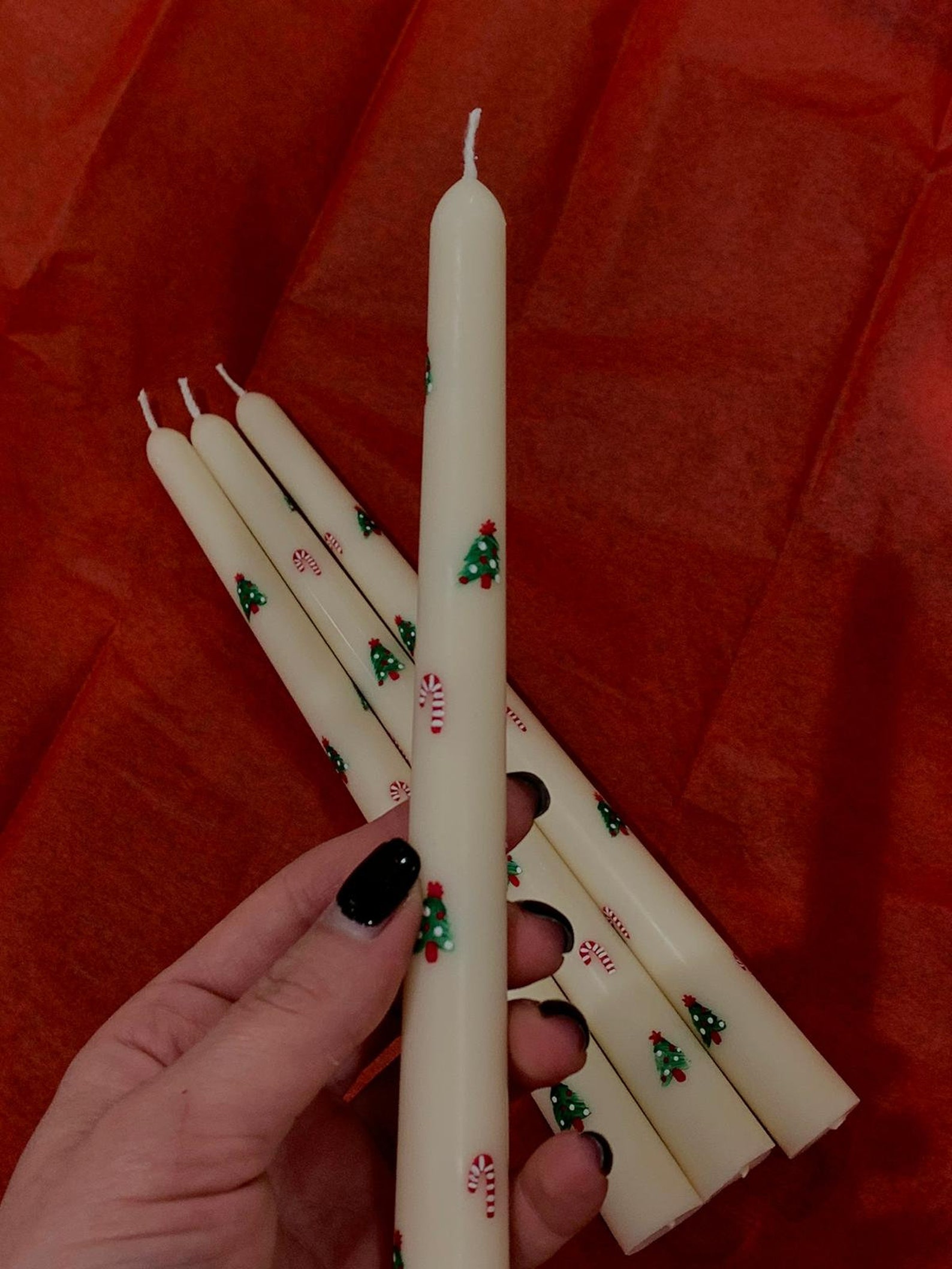 Set of 5 Christmas Taper Candles Christmas Candle Sticks - Etsy