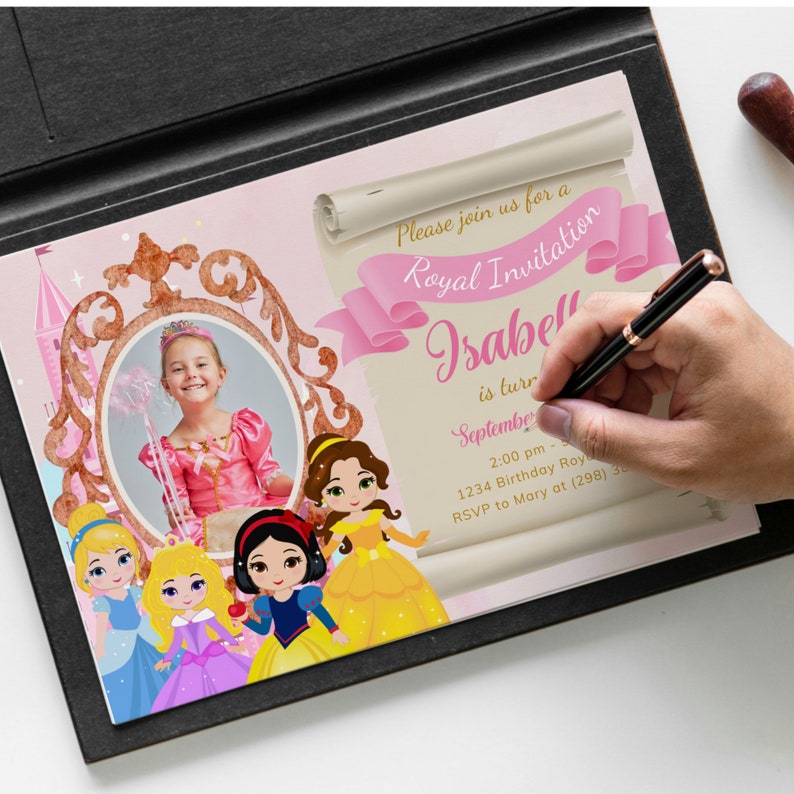 Editable Princess Birthday Invitation, Magical Cartoon Princess ...