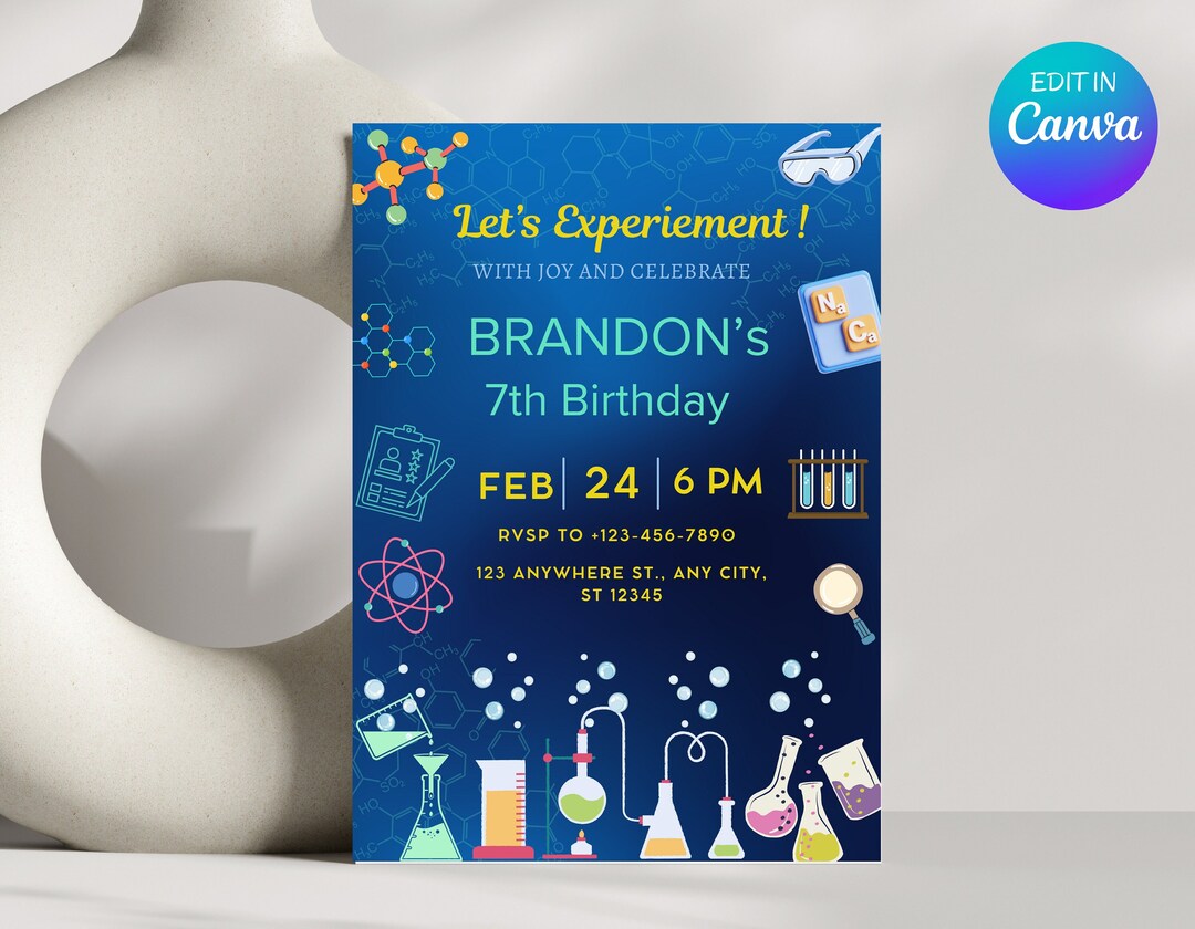 Science Birthday Invitation, Experiment Invitation, Birthday Invitation ...