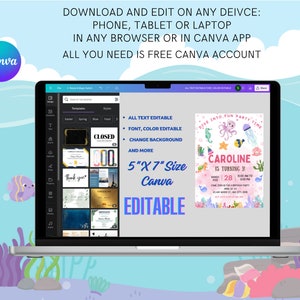 Editable Under Sea Birthday Invitation, Ocean Birthday Invitation ...