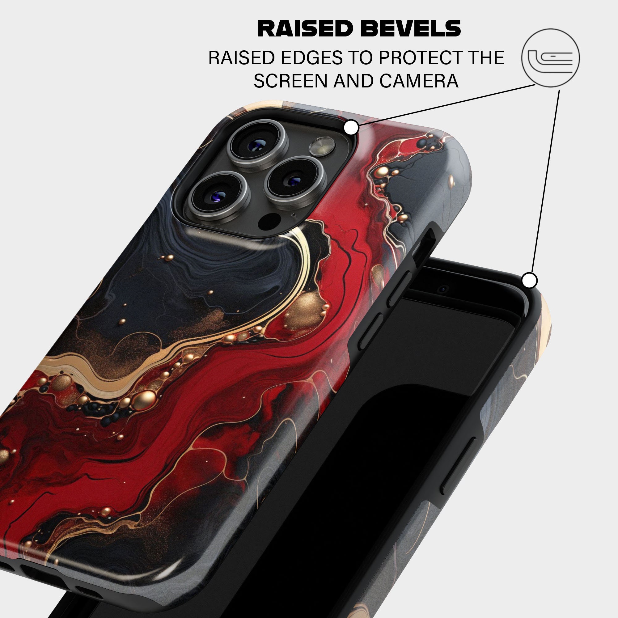 RED & BLACK MARBLE iPhone Case iPhone 15/14/13/12/se/promax/pro Samsung ...