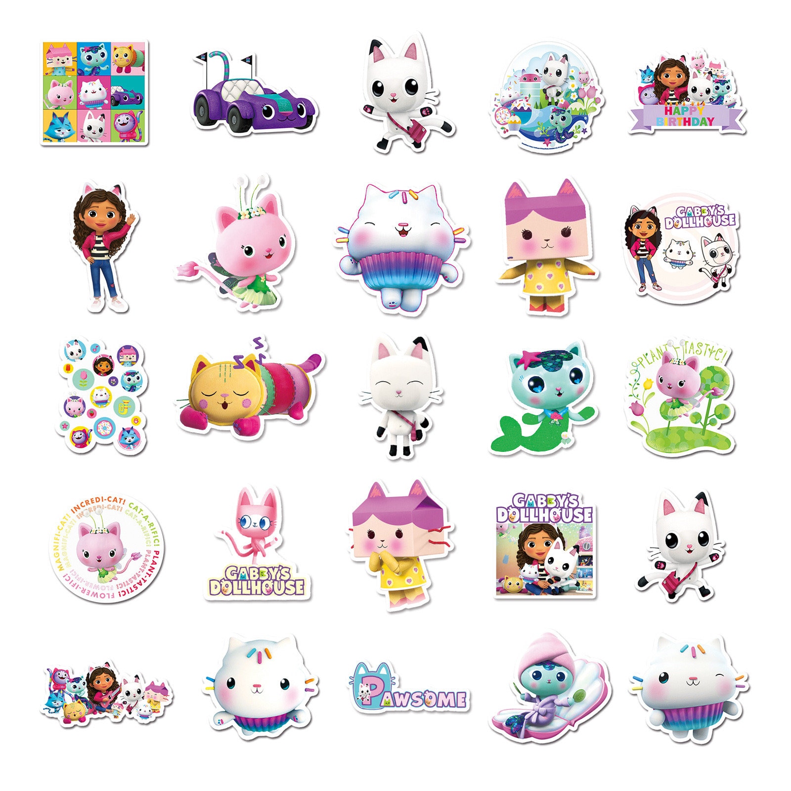 100pcs Gabby’s Dollhouse Stickers Funny Cartoon Cat Stickers for Kids ...