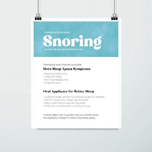 Snoring Poster for Dental Sleep Medicine Oral Appliance Therapy Poster ...