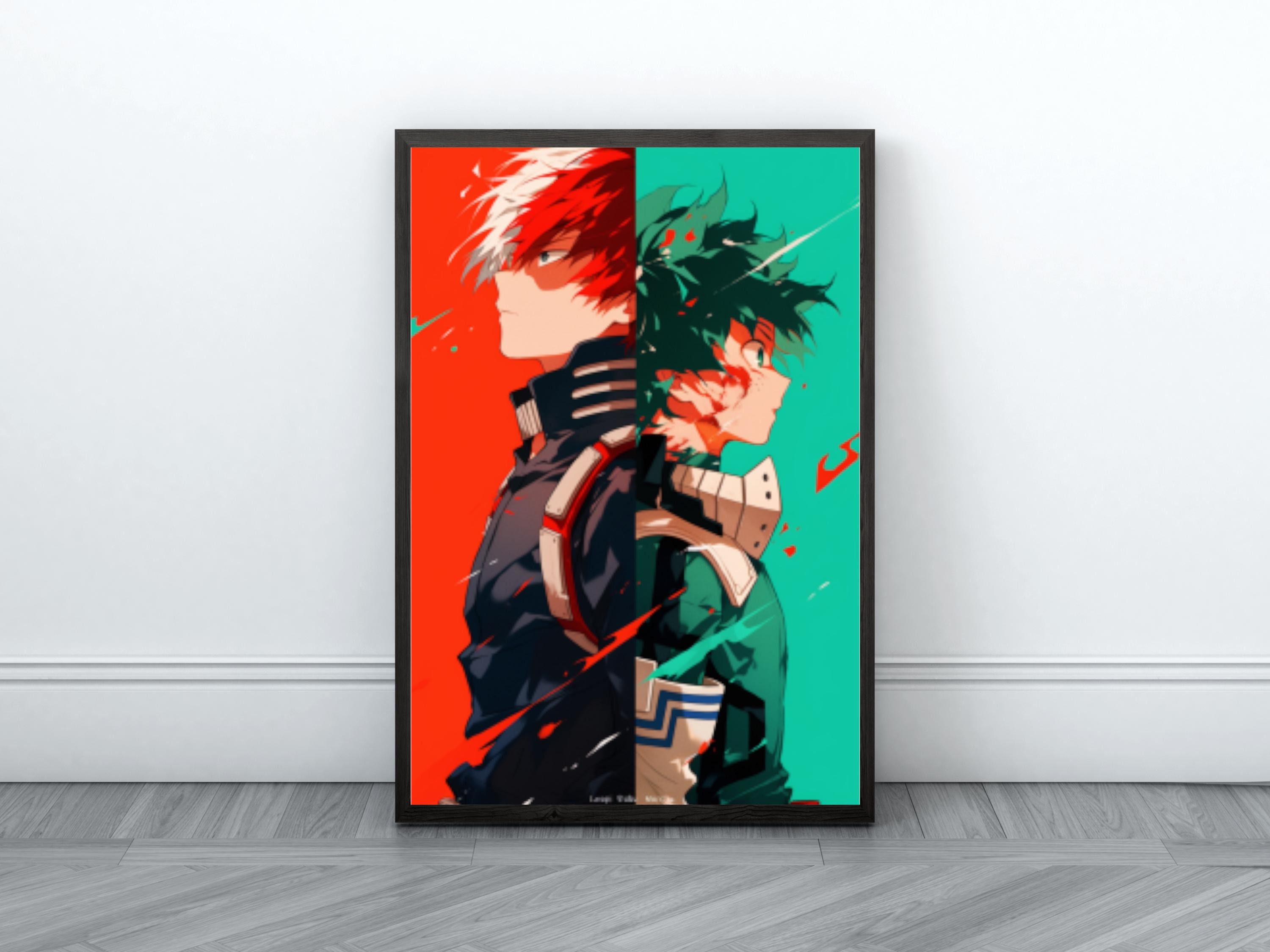 Deku Midoriya and Shoto Todoroki Poster Anime Minimalist Matte Poster ...