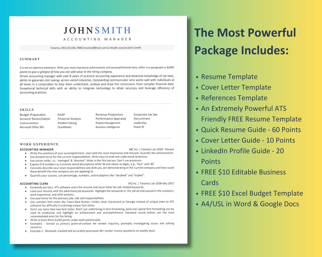 ATS Friendly Resume Template Executive Resume Modern Resume ...