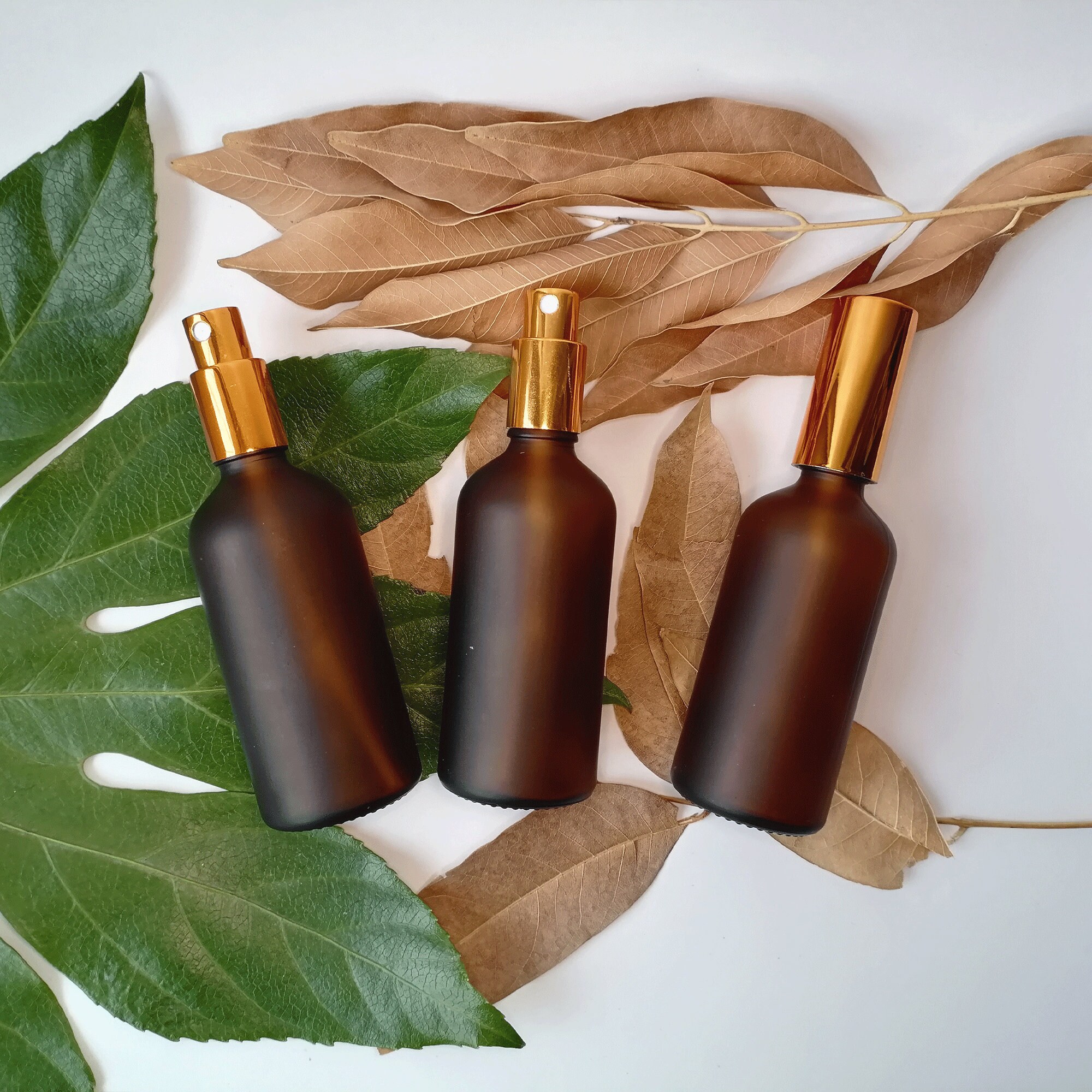 Amber Glass Spray Bottle, Ultra-fine Water Mist Spray Bottle, Reusable ...