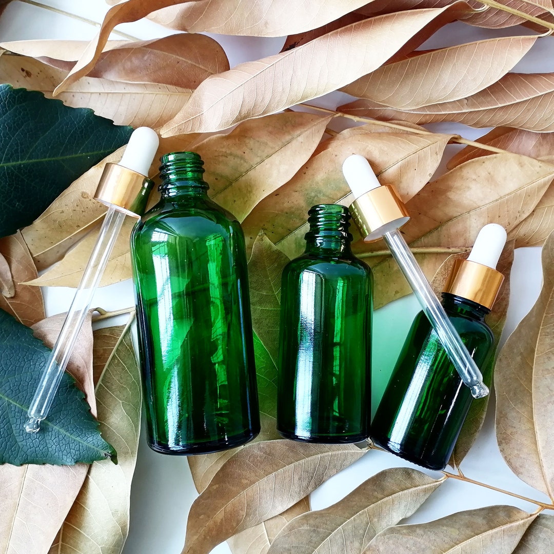 Green Glass Dropper Bottle, Empty Glass Tincture Bottle With Glass ...