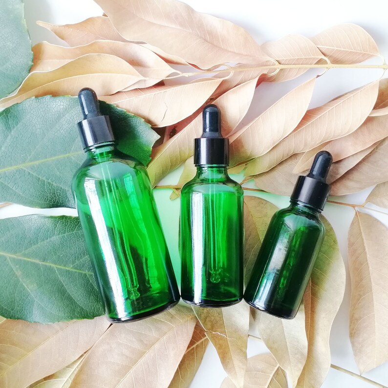 Dark Green Glass Tincture Bottle, Leak-proof Essential Oil Perfume ...