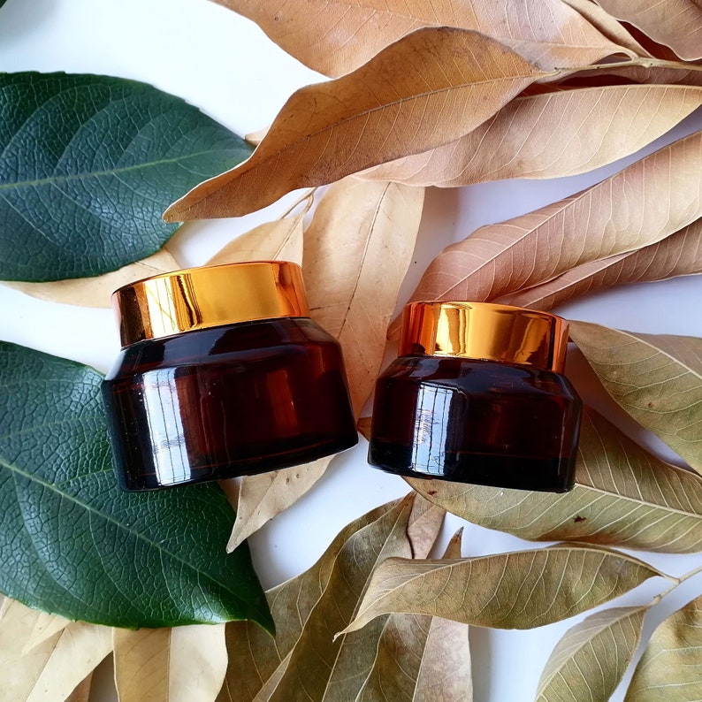 15g 30g 50g Amber Glass Cream Jar, Glass Cosmetic Container, Makeup ...