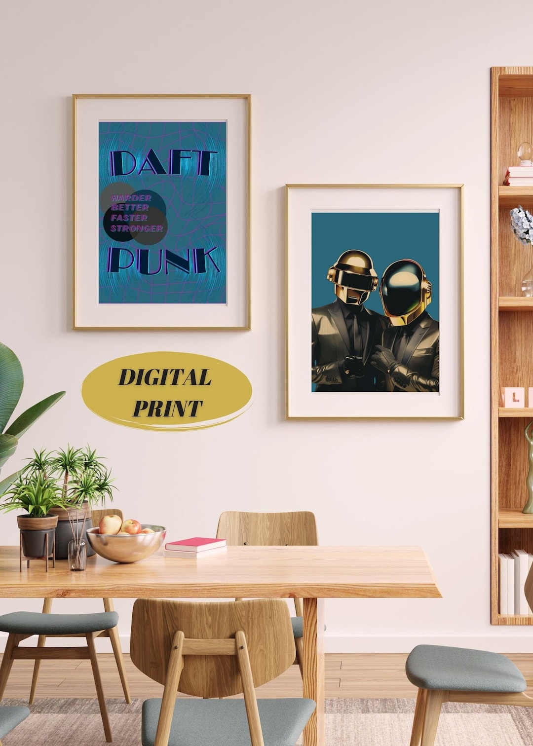 Daft Punk Digital Art Print, Daft Punk Printable Poster, Electronic ...