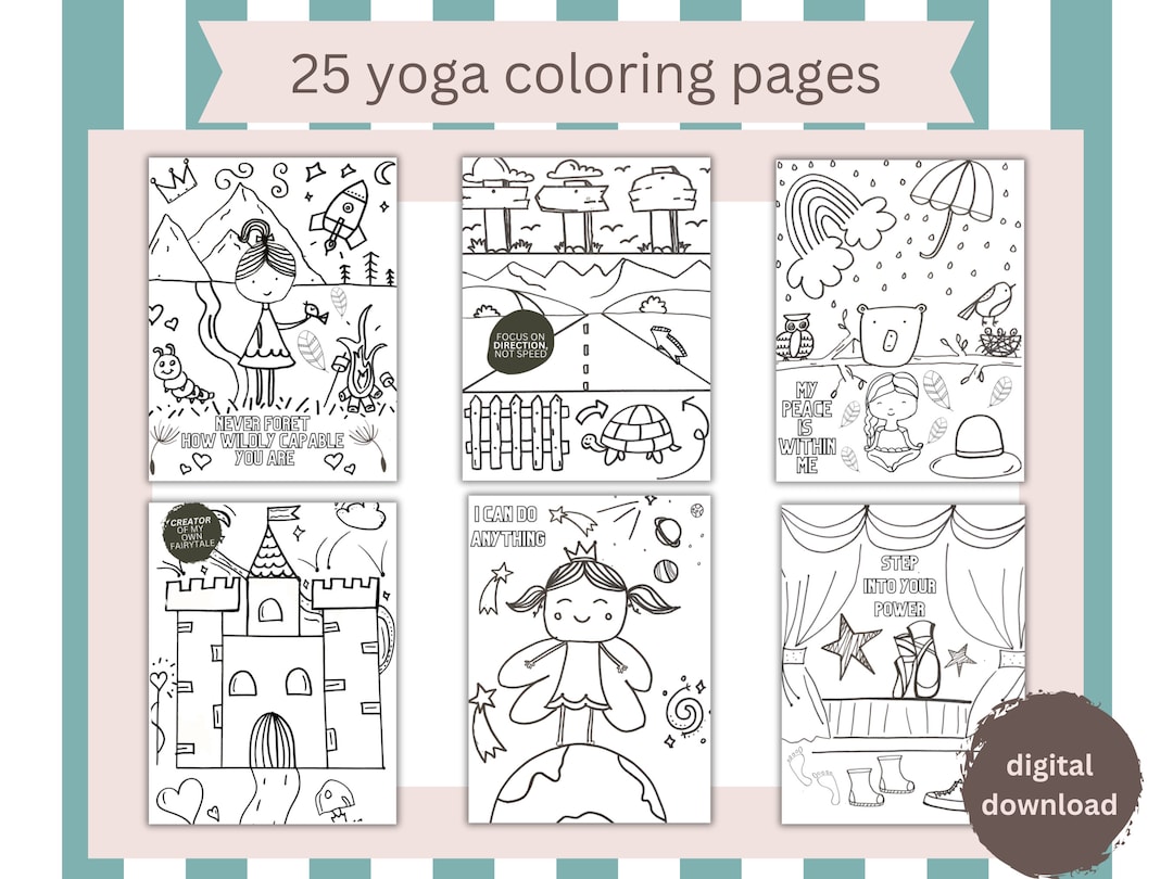 Mindset Yoga Coloring Pages for Kids Printable Coloring Book Boho ...