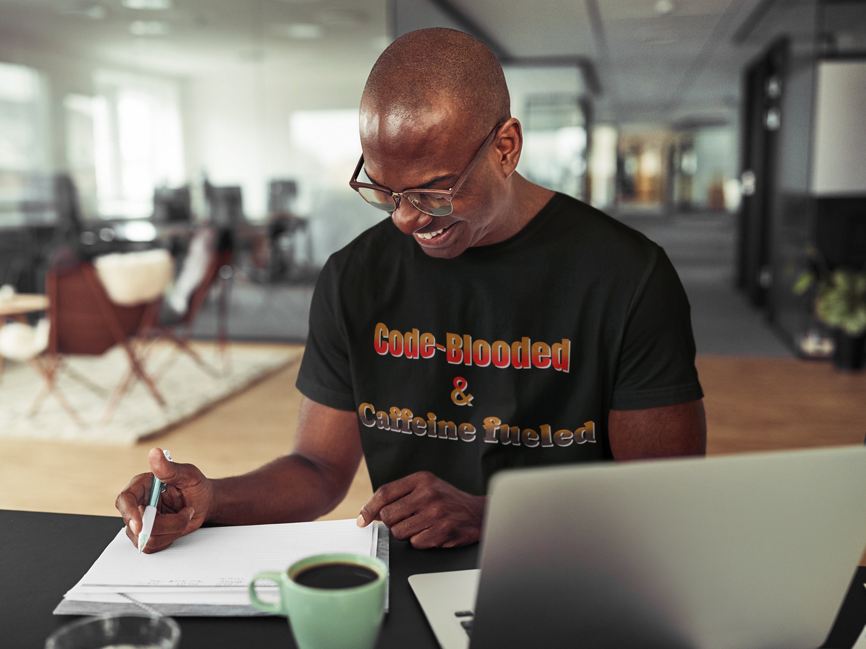 Code-blooded and Caffeine Fueled T-shirt, Funny T-shirt, Coder T-shirt ...