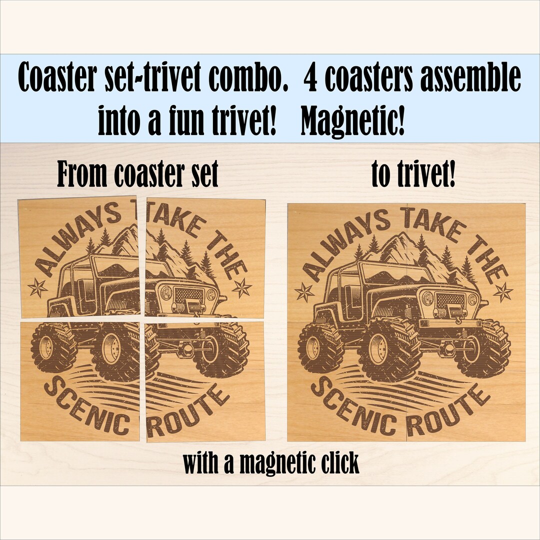 Take the Scenic Route Coaster Set Combo. 4 Coasters. Magnetic ...