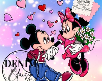 Mickey and Minnie, Valentine's Day, Sublimation Design, Digital Illustration, Instant Download ...