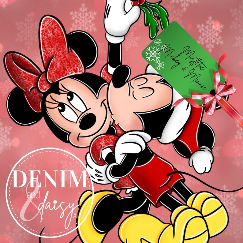 Mistletoe Mickey and Minnie, Sublimation Design, Digital Illustration ...