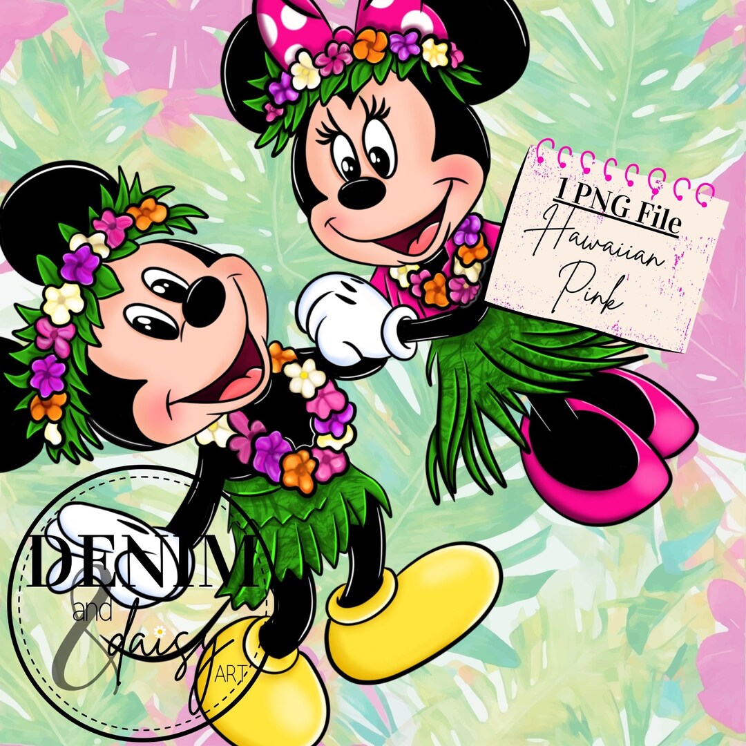 Pink Hawaiian Mickey and Minnie Png, Sublimation Design, Digital ...
