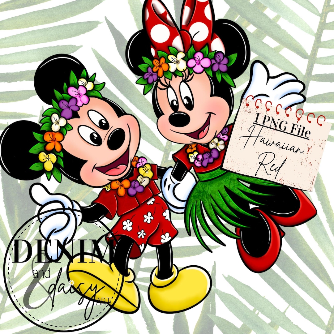 Red Hawaiian Mickey and Minnie Png, Sublimation Design, Digital ...