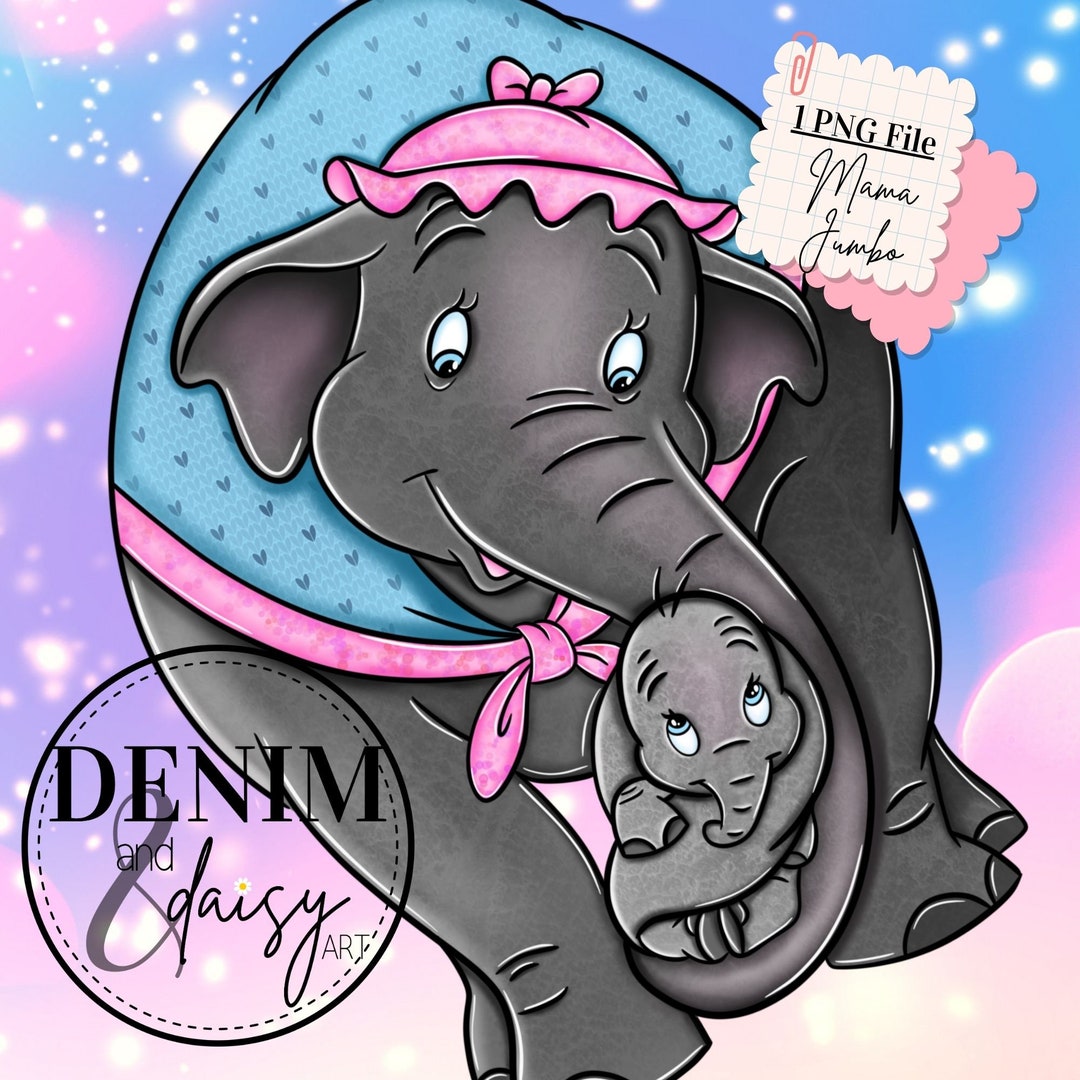 Mrs. Jumbo With Baby PNG Sublimation Design, Digital Illustration ...