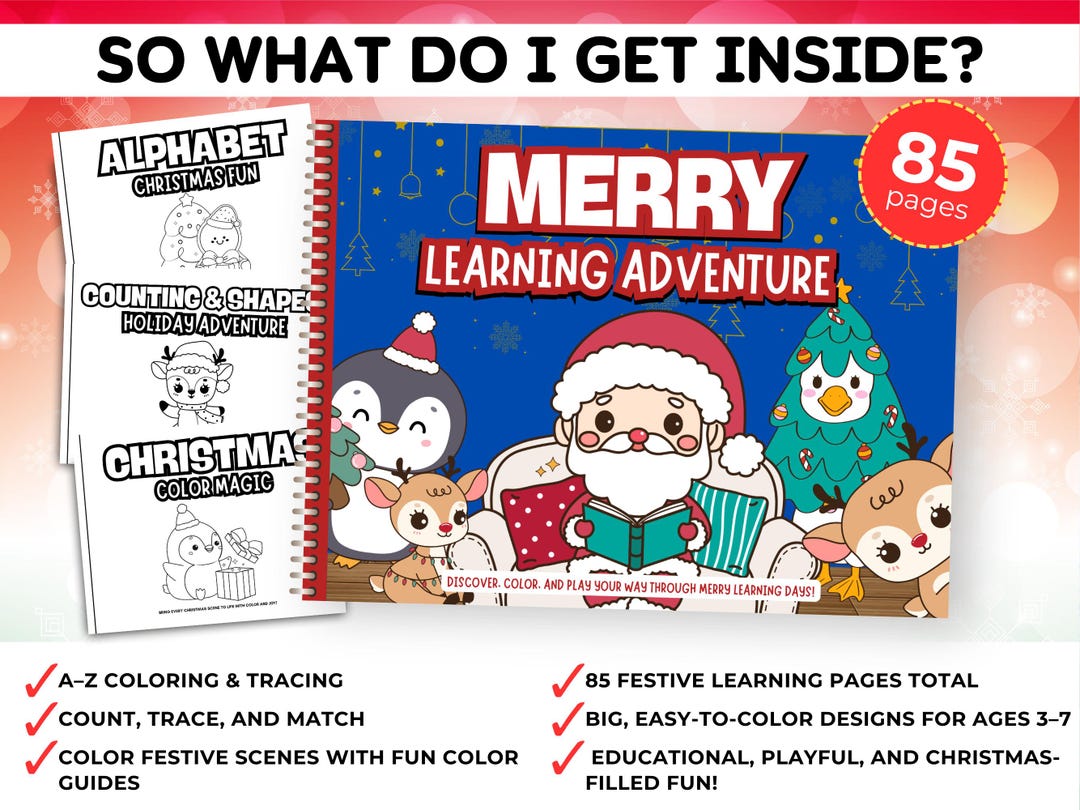 Christmas Gift, Alphabet Coloring Book for Kids, Digital Download ...