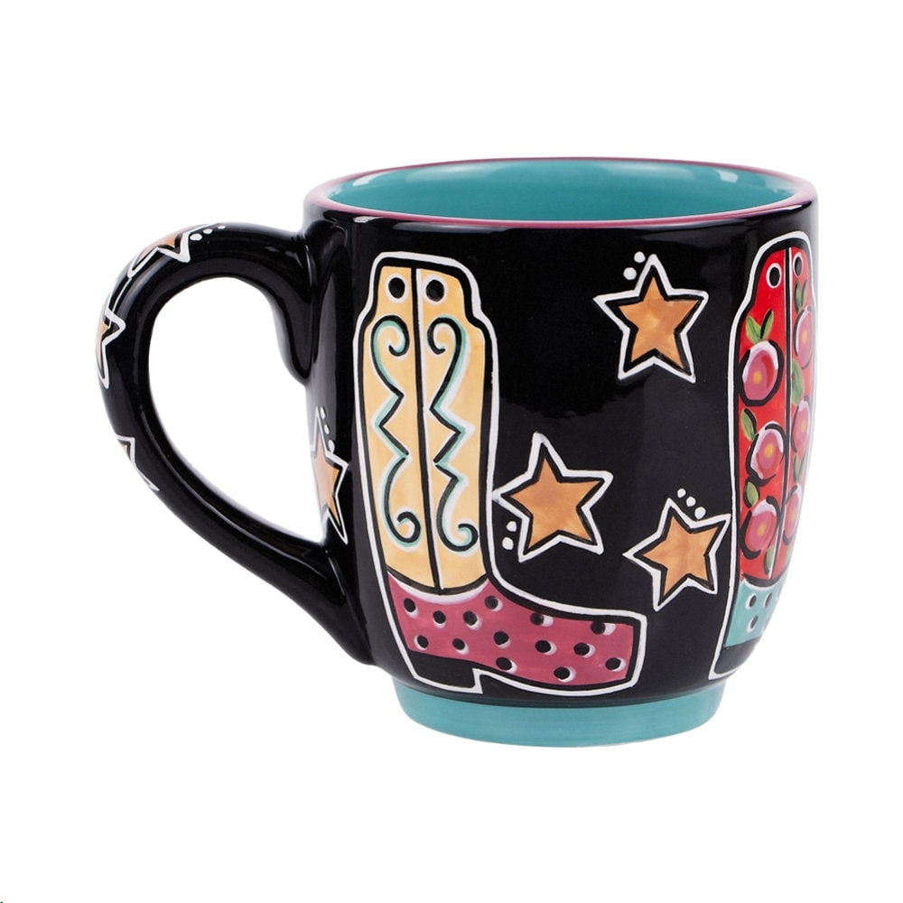 Cowgirl Boots Hand Painted Mug Ceramic Cup Coffee Mug Tea Cup Country ...