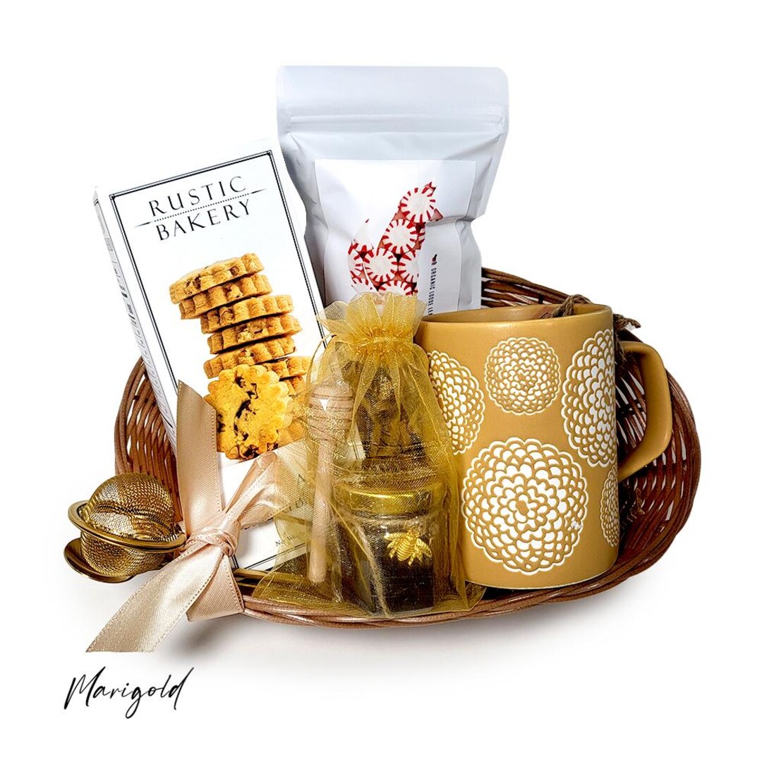 Tea Gift Basket, Gift Box With Mug, Hygge Gift Basket With Tea and ...